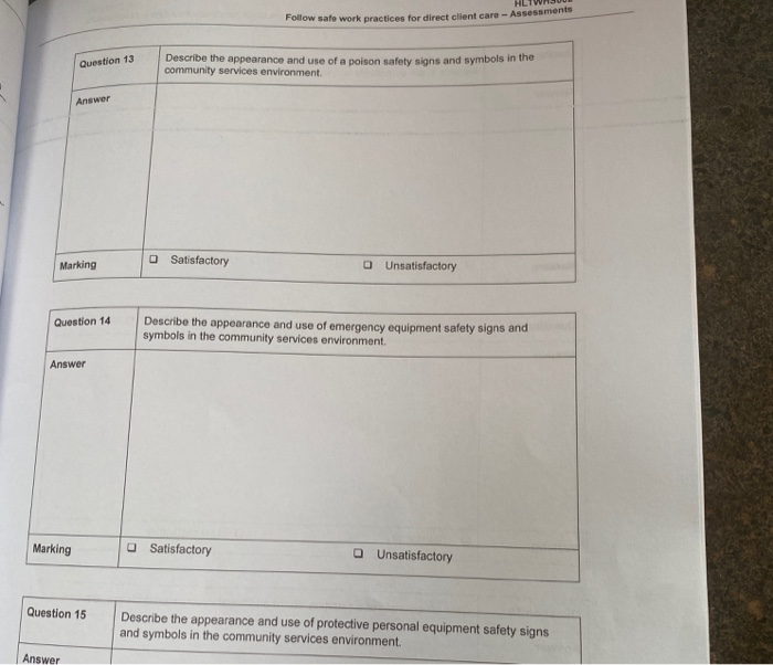 Solved HLIWASUUL Follow safe work practices for direct | Chegg.com