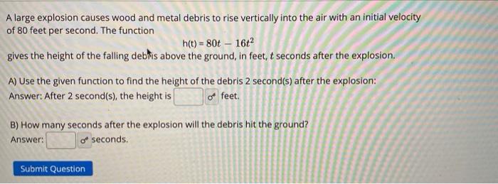 Solved A large explosion causes wood and metal debris to | Chegg.com
