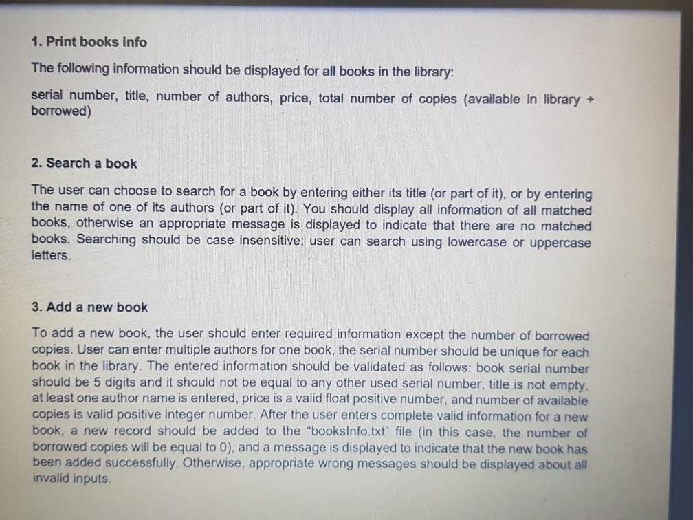 Solved Library Management System A. Description The | Chegg.com