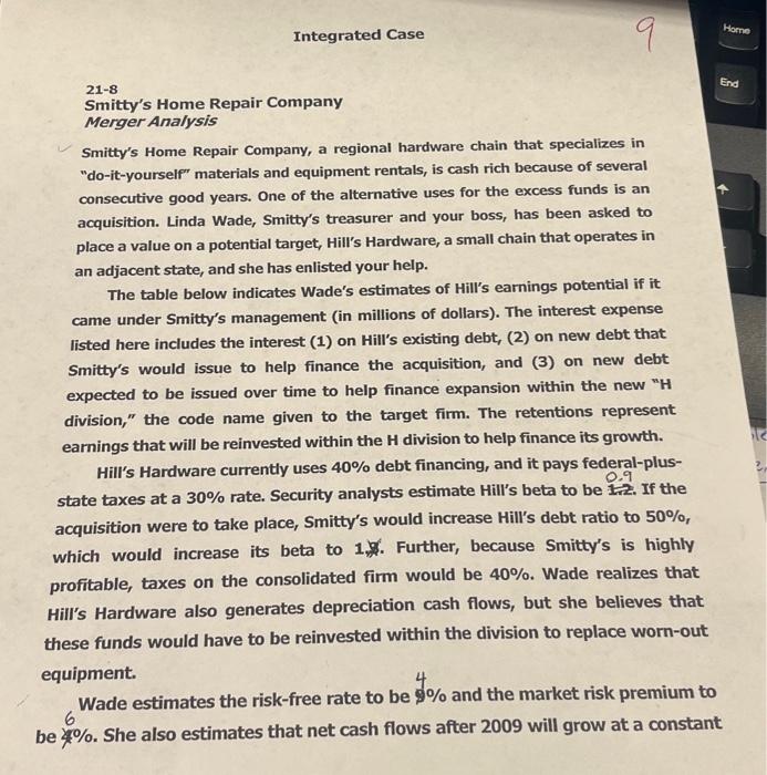 21-8 Smitty's Home Repair Company Merger Analysis | Chegg.com