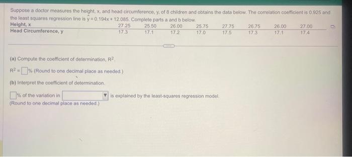 Solved (a) Compute the coefficient of determination, R2. R2= | Chegg.com