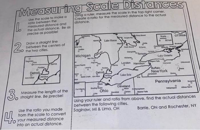 Measuring Scale Distances Using a ruler, measure the | Chegg.com