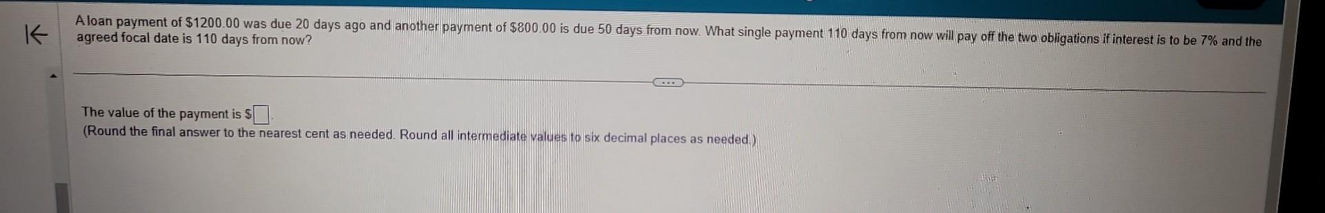 Solved agreed focal date is 110 days from now? The value of | Chegg.com