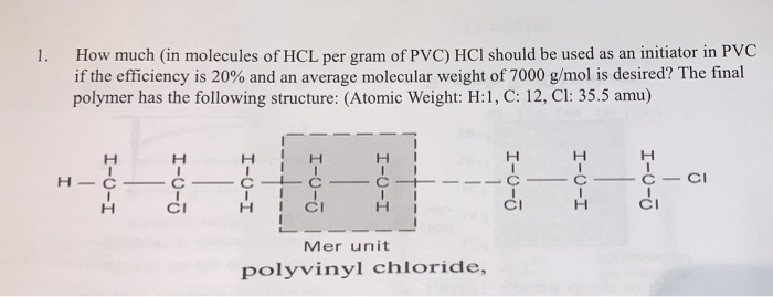 Solved How much (in molecules of HCL per gram of PVC) HCl | Chegg.com