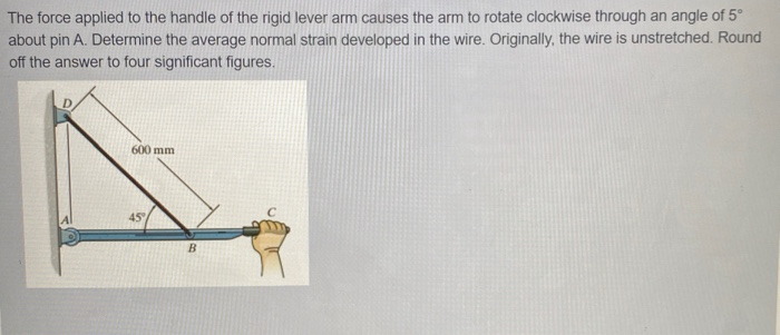 Solved The force applied to the handle of the rigid lever | Chegg.com
