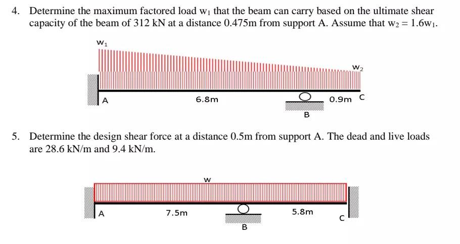 4. Determine the maximum factored load w, that the | Chegg.com