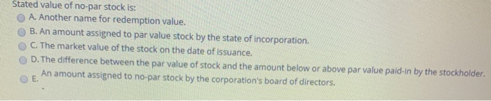 Solved QUESTION 21 Stated value of no-par stock is: Anth | Chegg.com