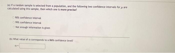 Solved (a) If a random sample is selected from a population, | Chegg.com