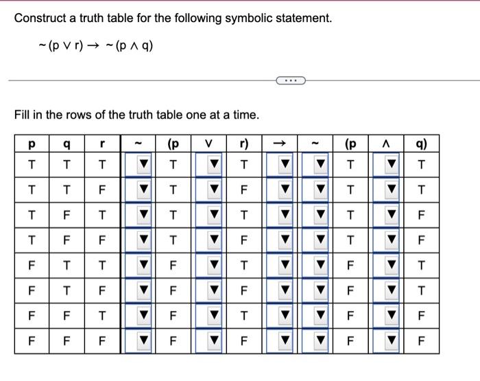 Solved Construct a truth table for the following symbolic | Chegg.com