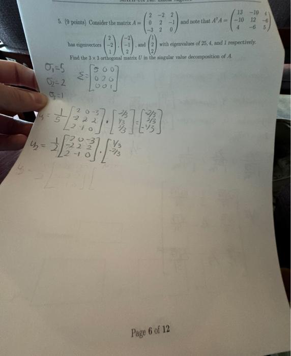 Solved 5. (9 points) Consider the matrix ( | Chegg.com