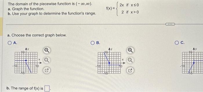 Solved The domain of the piecewise function is (−∞,∞). a. | Chegg.com