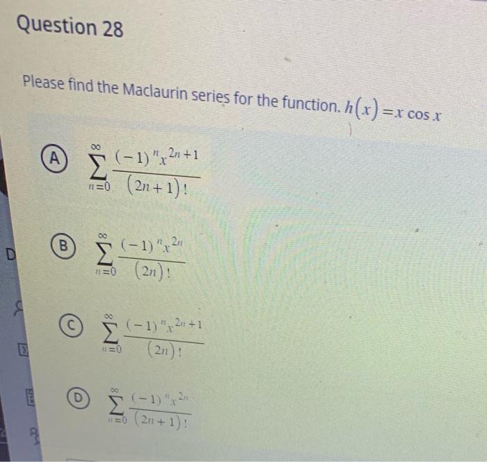 Solved Please find the Maclaurin series for the function. | Chegg.com