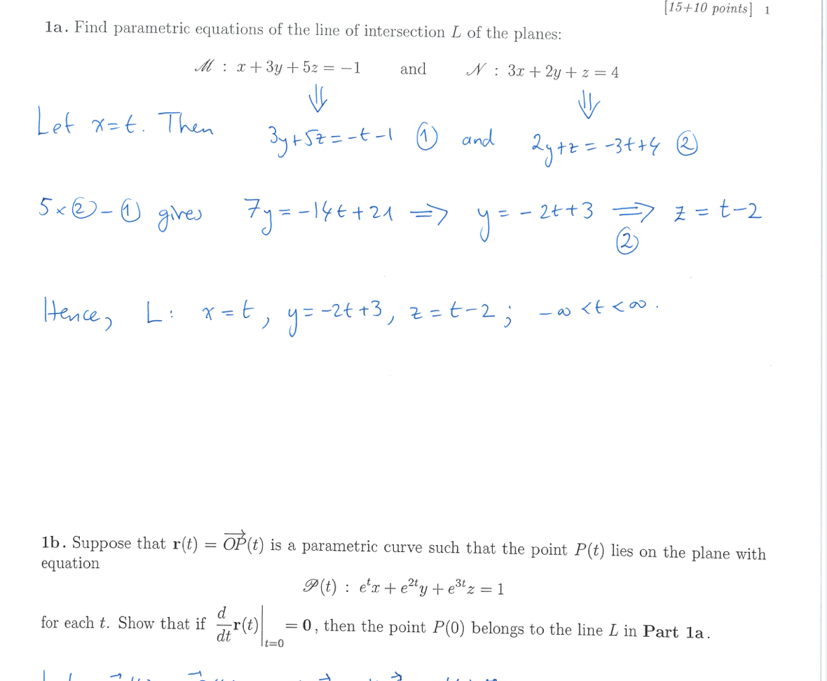 Solved Please solve part b!!!!!!!!1a. ﻿Find parametric | Chegg.com