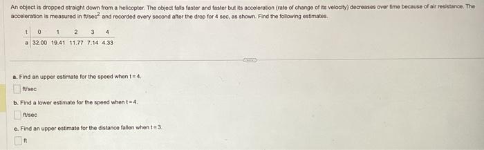 Solved An object is dropped straight down from a helicopter. | Chegg.com