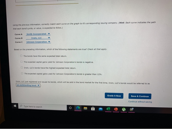 Using the previous information, correctly match each | Chegg.com