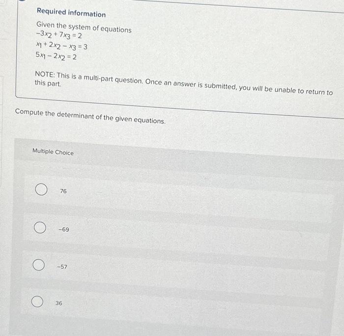 Solved Required information Given the system of equations | Chegg.com
