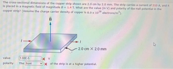 Solved The cross-sectional dimensions of the copper strip | Chegg.com