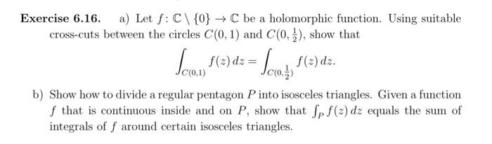 Solved Exercise 6 16 A Let F C {0}→c Be A Holomorphic