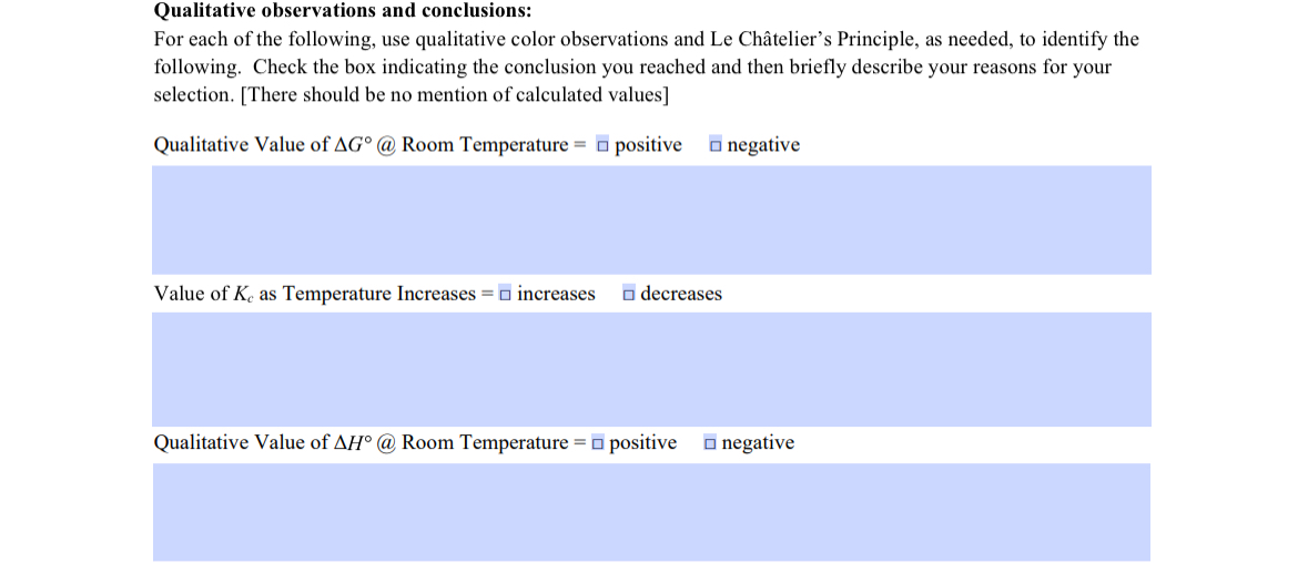 Solved Qualitative observations and conclusions for | Chegg.com