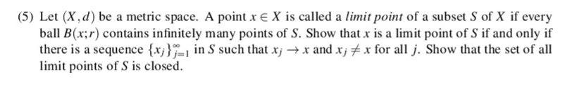 Solved (5) ﻿Let (x,d) ﻿be a metric space. A point xinx is | Chegg.com
