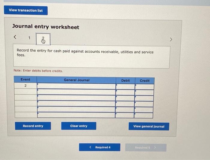 Solved Journal entry worksheet Record the entry for cash | Chegg.com