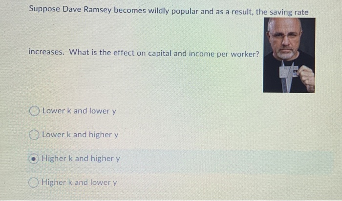Solved Suppose Dave Ramsey becomes wildly popular and as a | Chegg.com