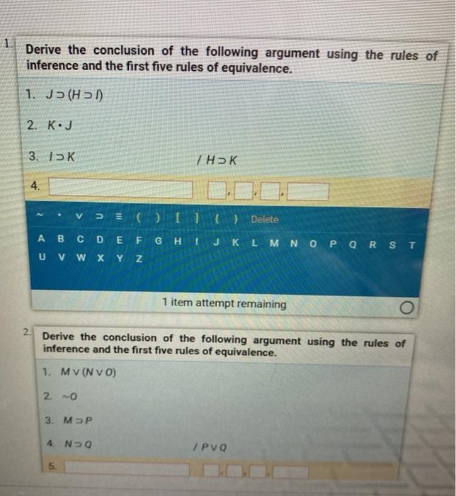Solved Derive the conclusion of the following argument using | Chegg.com