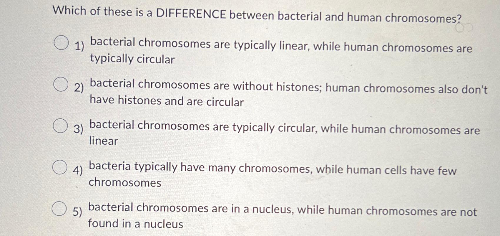 Solved Which of these is a DIFFERENCE between bacterial and | Chegg.com