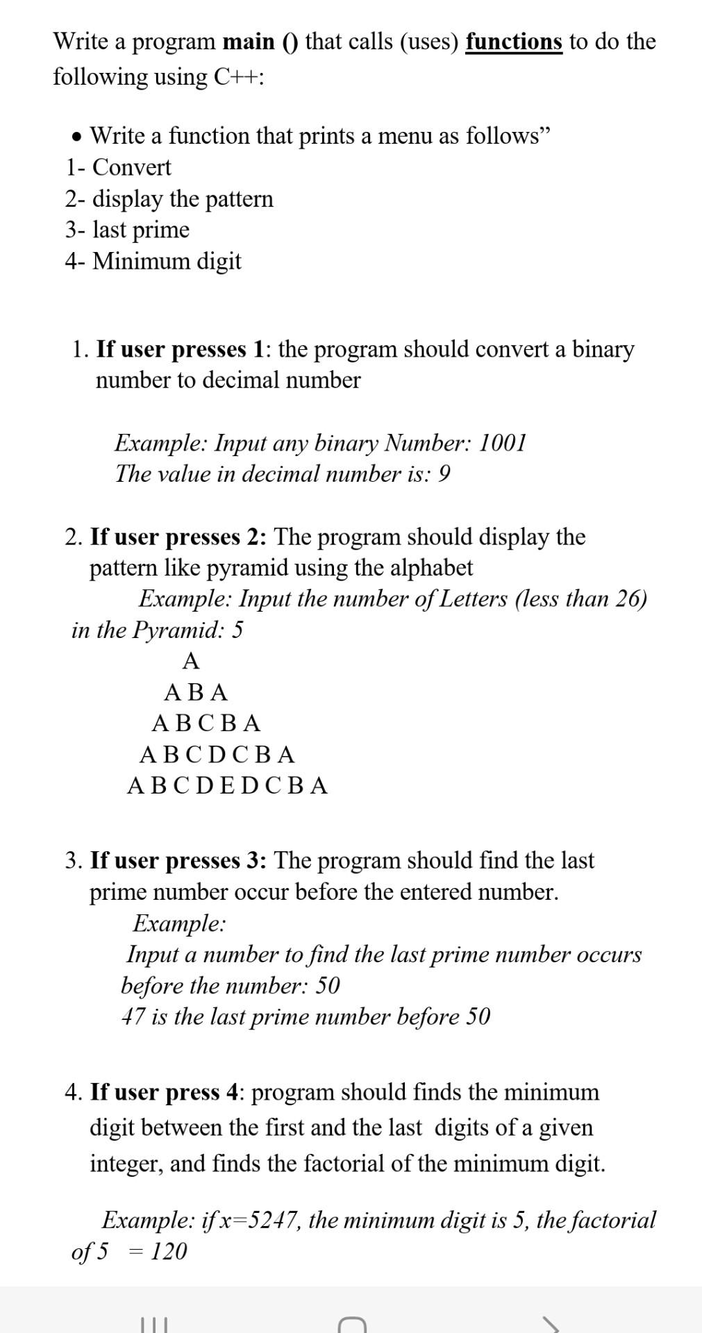 Solved Write a program main () that calls (uses) functions | Chegg.com Solved Write a program main () that calls (uses) functions | Chegg.com