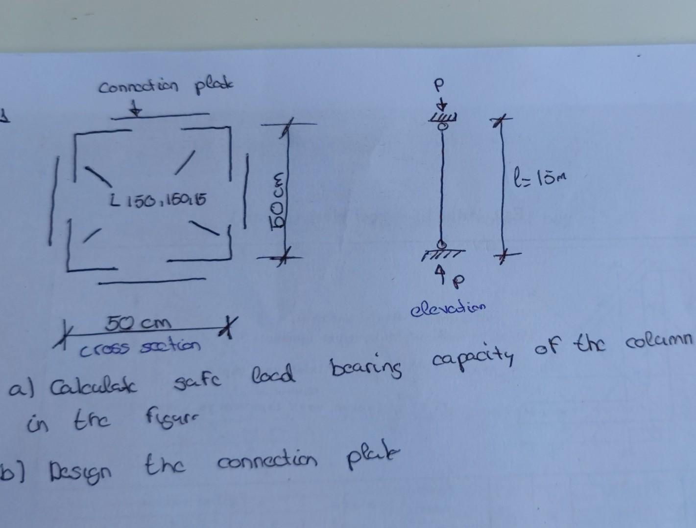 Solved a) calculate safe load bearing capacity of the column | Chegg.com