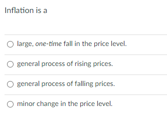 Solved Inflation is alarge, one-time fall in the price | Chegg.com