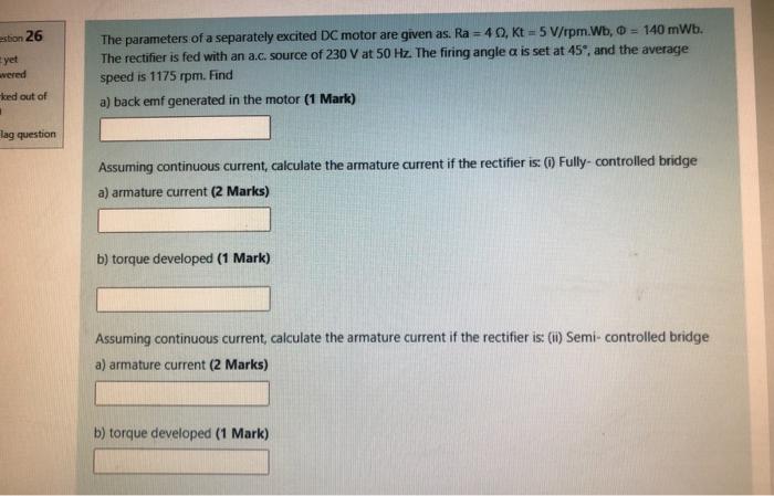 Solved estion 26 yet wered The parameters of a separately | Chegg.com