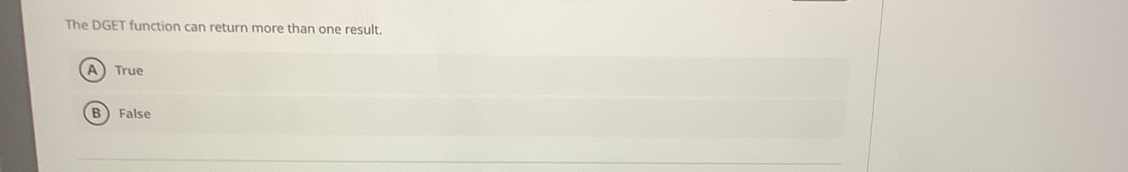 Solved The DGET function can return more than one | Chegg.com