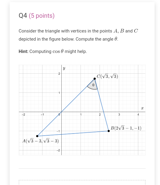 Solved Q4 (5 points) Consider the triangle with vertices in | Chegg.com