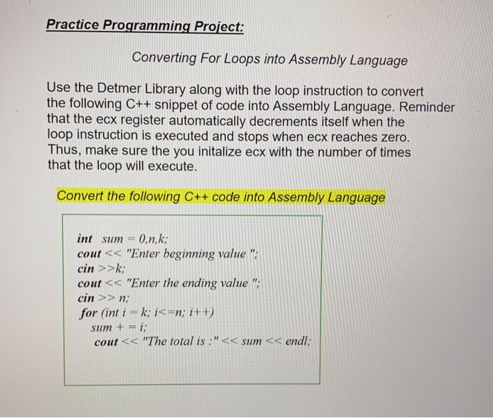 Solved Practice Programming Project: Converting For Loops | Chegg.com