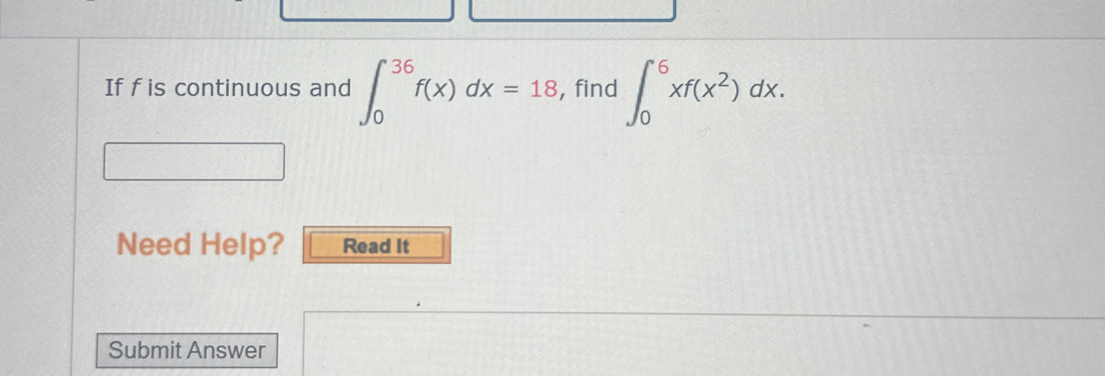 Solved If f ﻿is continuous and ∫036f(x)dx=18, ﻿find | Chegg.com