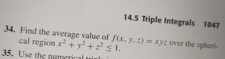 Solved 14.5 ﻿Triple Integrals 104734. ﻿Find the average | Chegg.com