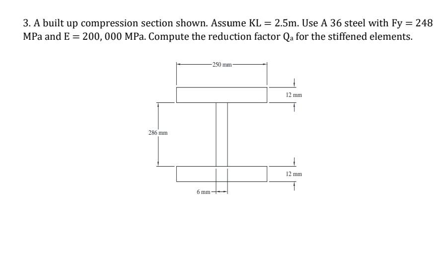 3. A built up compression section shown. Assume KL = | Chegg.com
