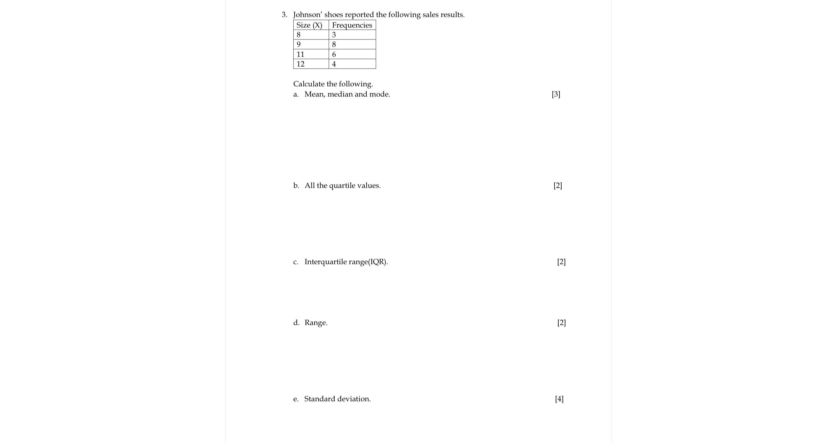 Solved Johnson' shoes reported the following sales | Chegg.com