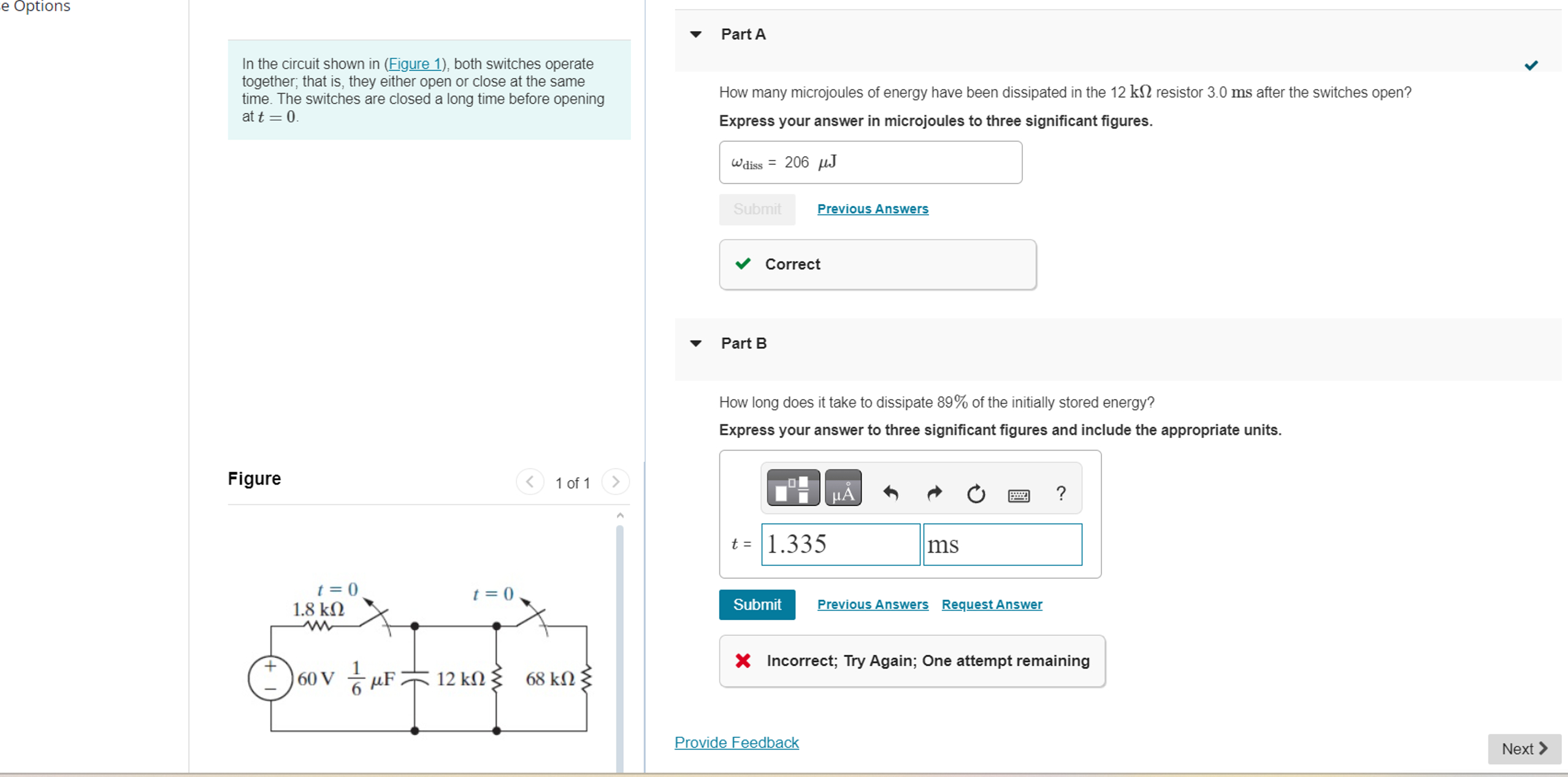 Solved In the circuit shown in (Figure 1), ﻿both switches | Chegg.com