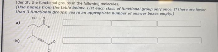 Solved Identify the functional groups in the following | Chegg.com