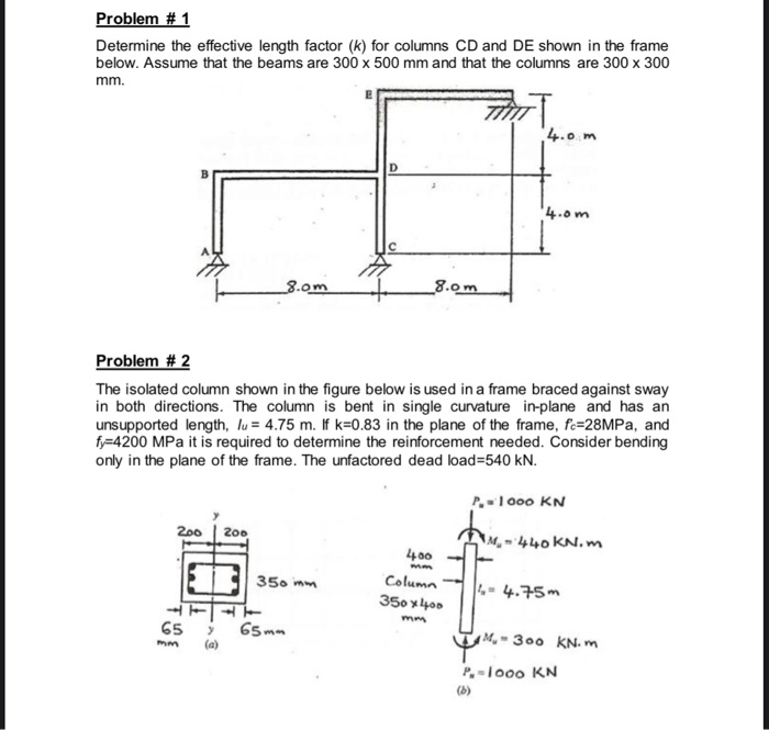 Solved Problem #1 Determine the effective length factor (k) | Chegg.com