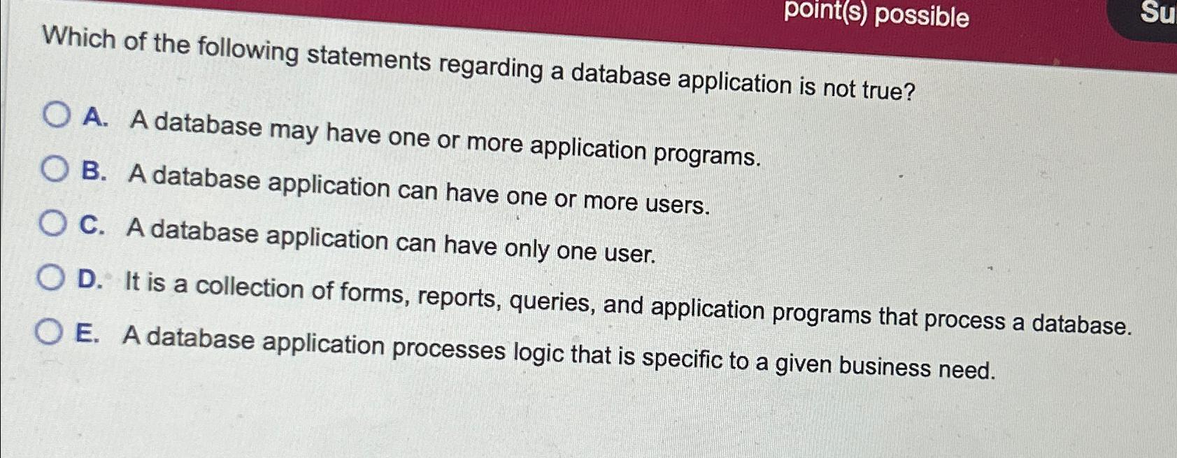 Solved point(s) ﻿possibleWhich of the following statements | Chegg.com