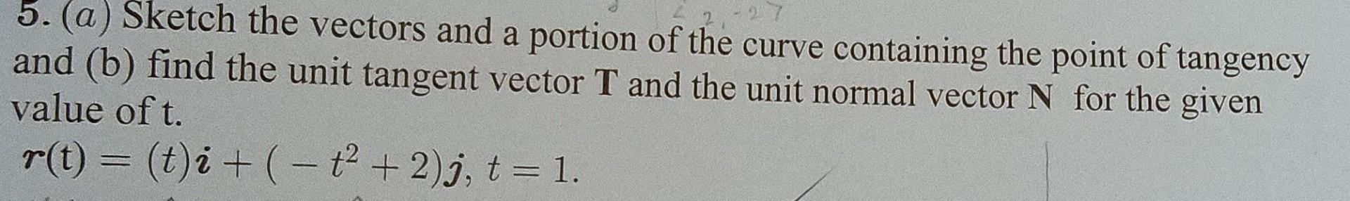 Solved 5. (a) Sketch the vectors and a portion of the curve | Chegg.com