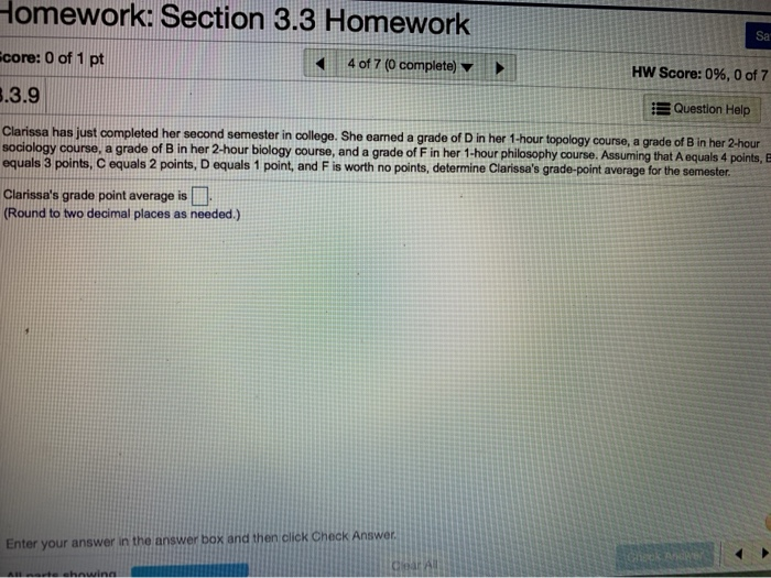 Solved Homework Section 3 3 Homework Core 0 Of 1 Pt 4 Of 7