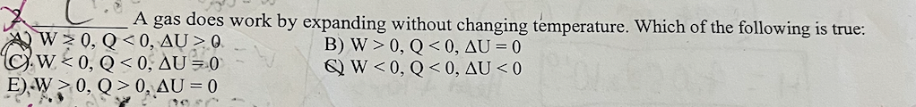Solved A gas does work by expanding without changing | Chegg.com
