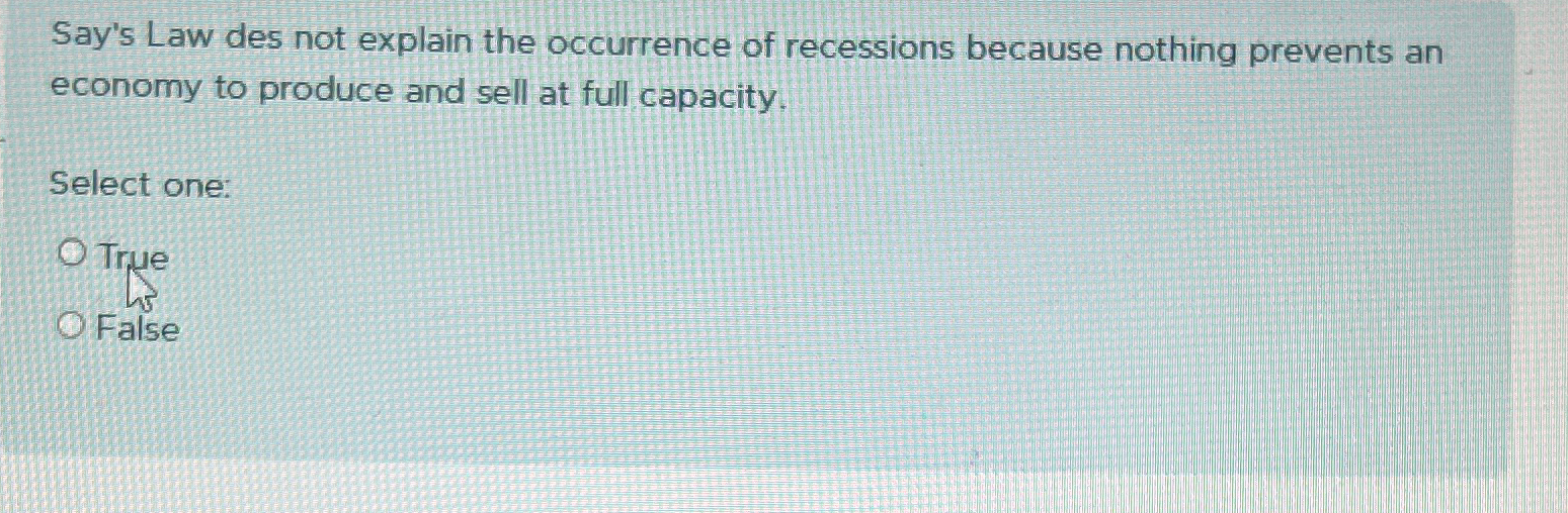 Solved Say's Law des not explain the occurrence of | Chegg.com