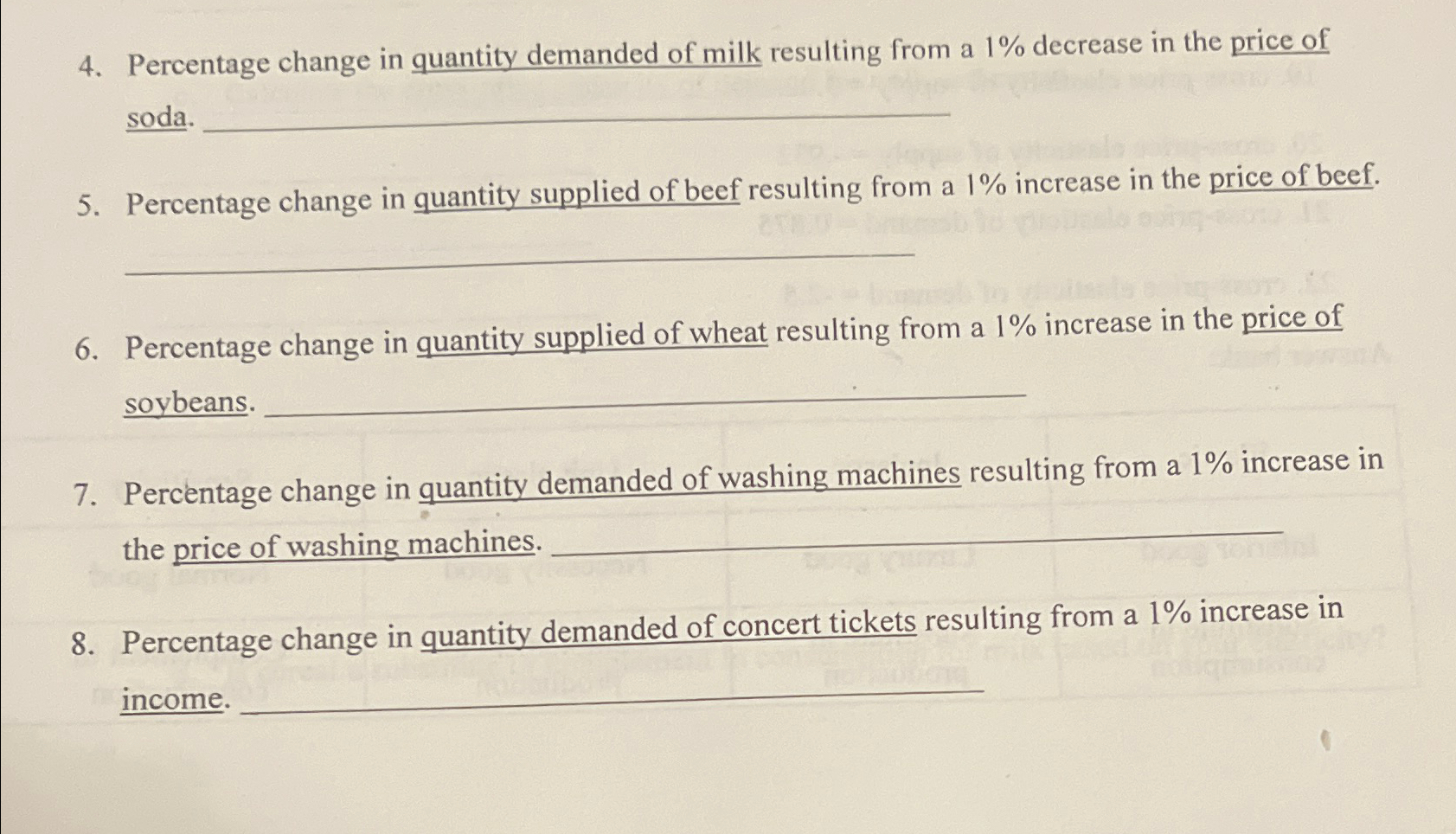 Solved Percentage change in quantity demanded of milk | Chegg.com
