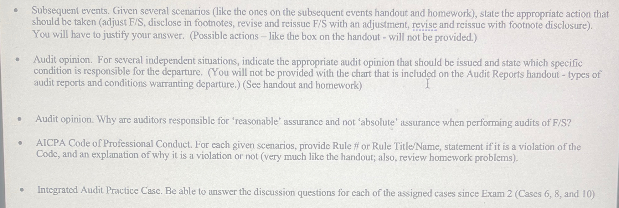 Solved Subsequent events. Given several scenarios (like the | Chegg.com