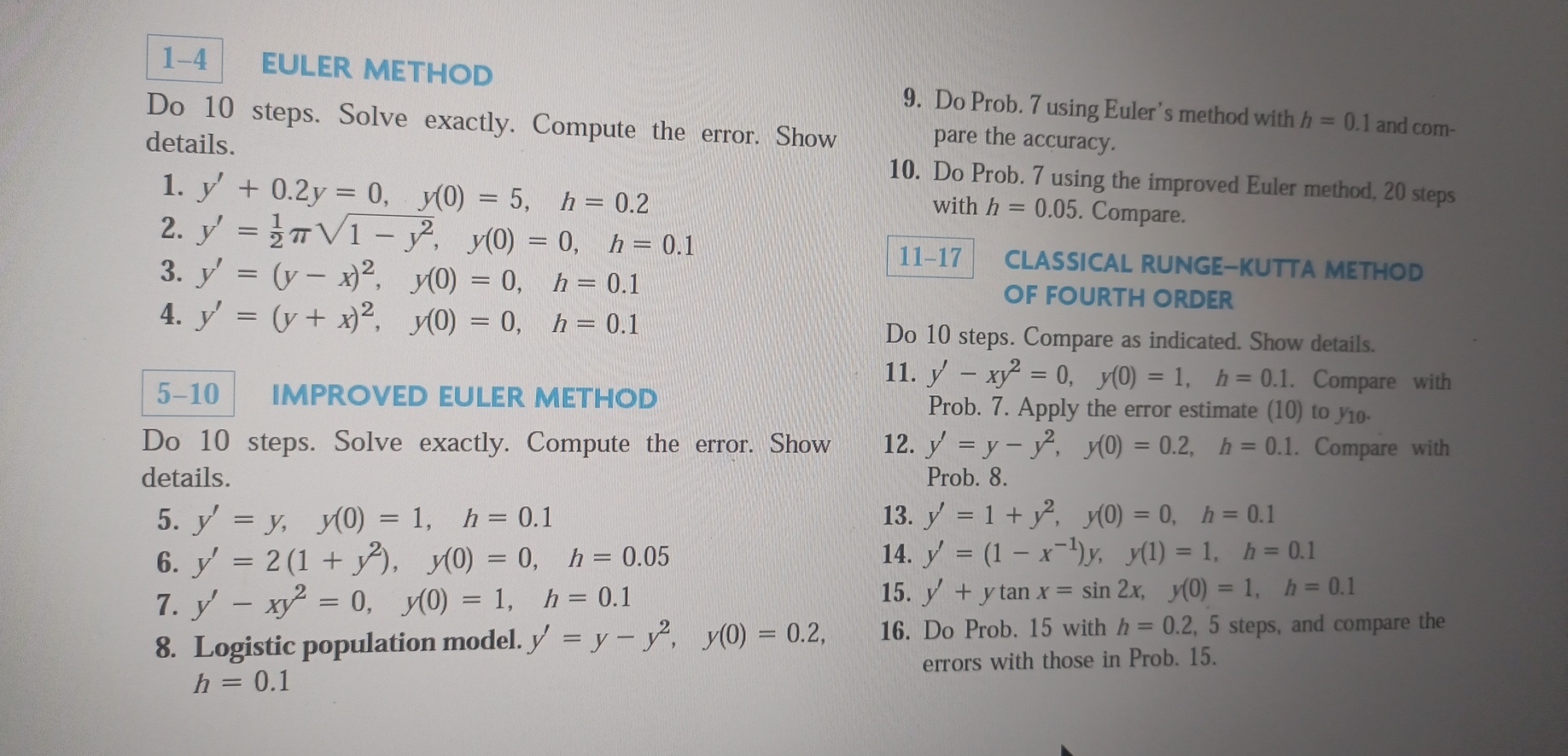 1-4Do 10 ﻿steps. Solve exactly. Compute the error. | Chegg.com